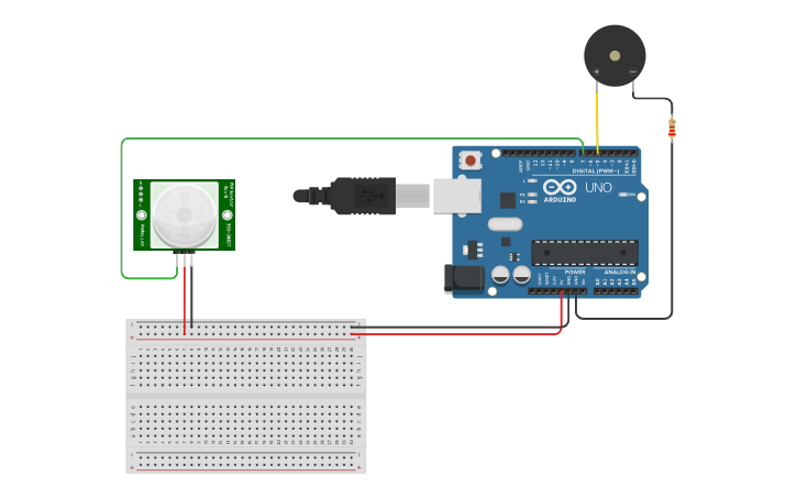 Circuit design Sensor de Movimento | Tinkercad