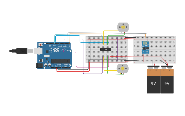 Circuit design carrinho via bluetooth - Tinkercad