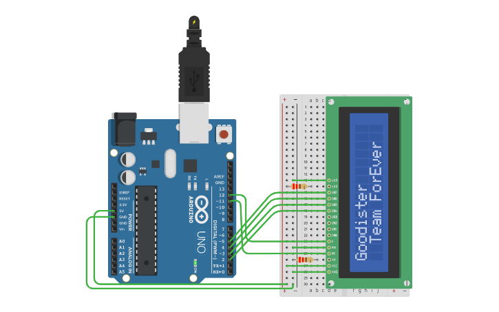 Circuit design U3T6. Task 6. Arduino. LCD - Sergio Martín - 3A | Tinkercad