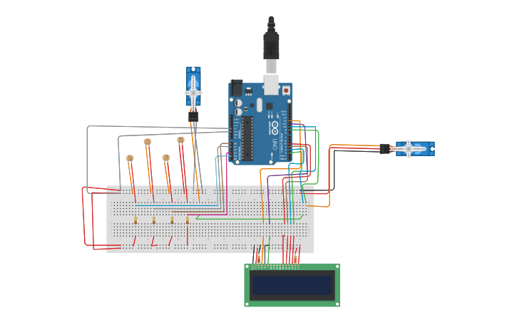 Circuit design Solar tracker using arduino - Tinkercad