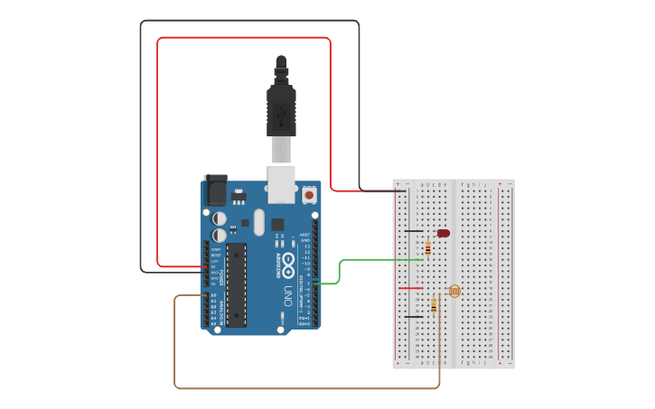 Circuit design LDR Practice - Tinkercad