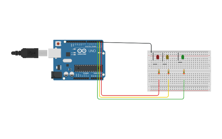 Circuit design Traffic light | Tinkercad