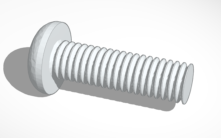 3D design round head 4x16 mm machine screw - Tinkercad