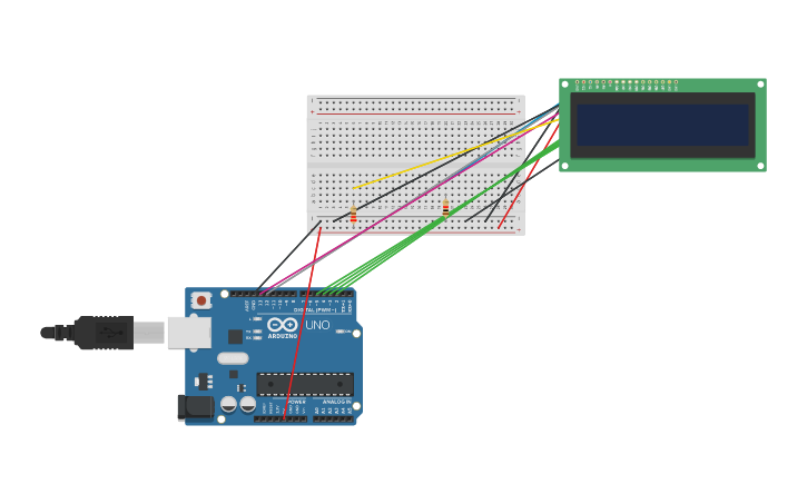 Circuit design Atividade de Robótica LCD // Arthur Bernardo - Tinkercad