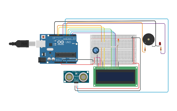 Circuit design ULTRASONIC SENSOR - Tinkercad