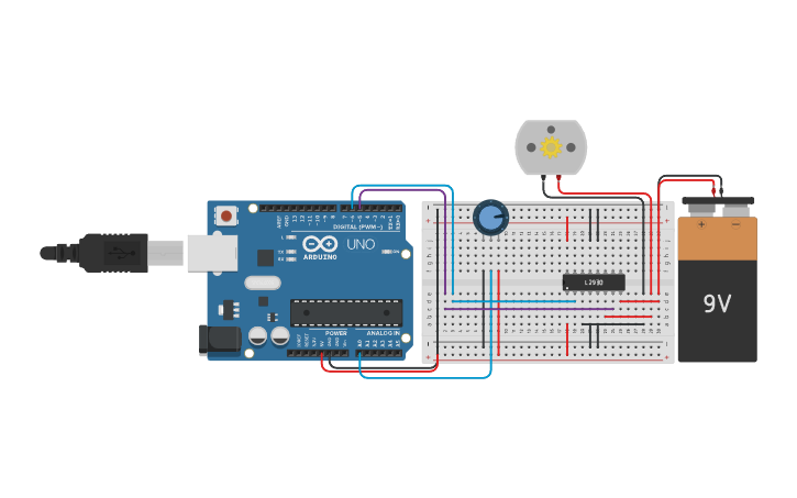Circuit design DC Motor | Tinkercad