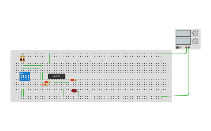 Circuit design compuerta 7486 | Tinkercad