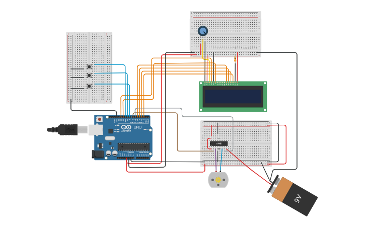 Circuit design Motor de corriente continua | Tinkercad