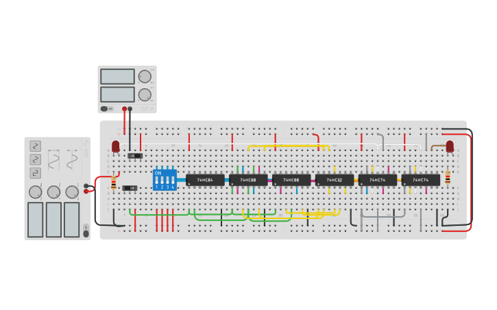 Circuit design Shift Register (PISO) - Tinkercad