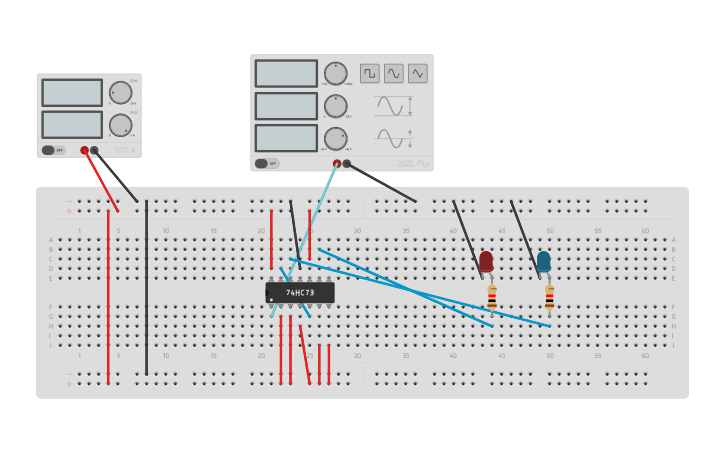 Circuit design 2 bit asynchronous down counter - Tinkercad
