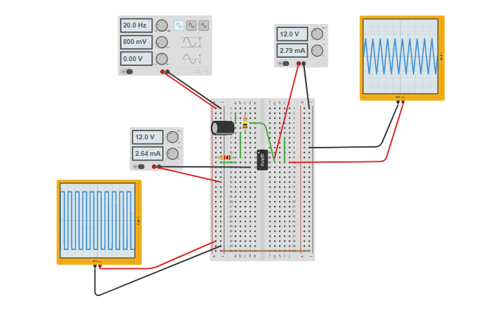 Circuit design Op-Amp Integrator - Tinkercad