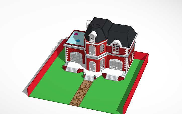 3D design Mansion with a Pool - Tinkercad