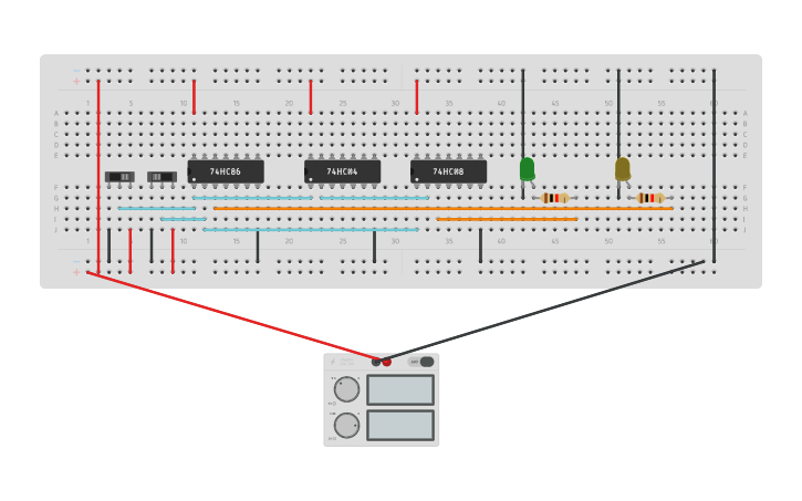 Circuit design Half Subtractor | Tinkercad