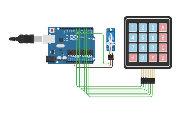Circuit Design Keypad Servo Tinkercad