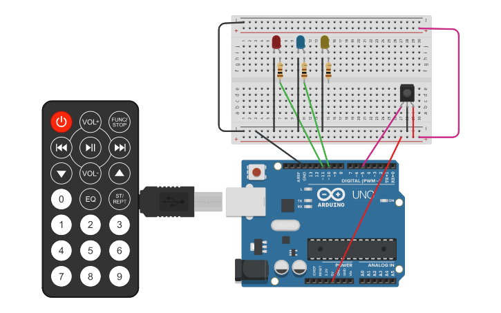 Circuit design IR remote activity - Tinkercad
