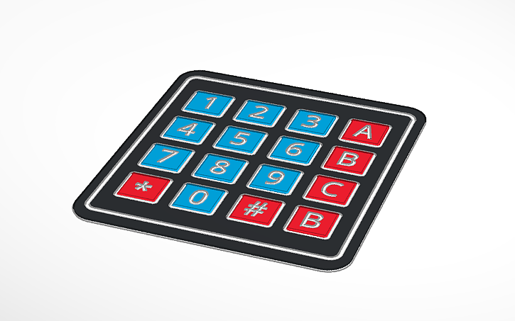 3D design Keypad 4x4 - - Tinkercad