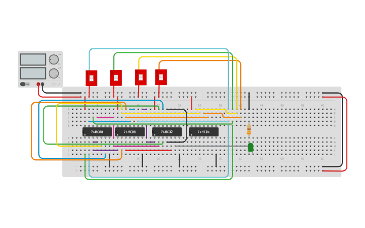 Circuit design Prática usando Mapas de Karnaugh. | Tinkercad