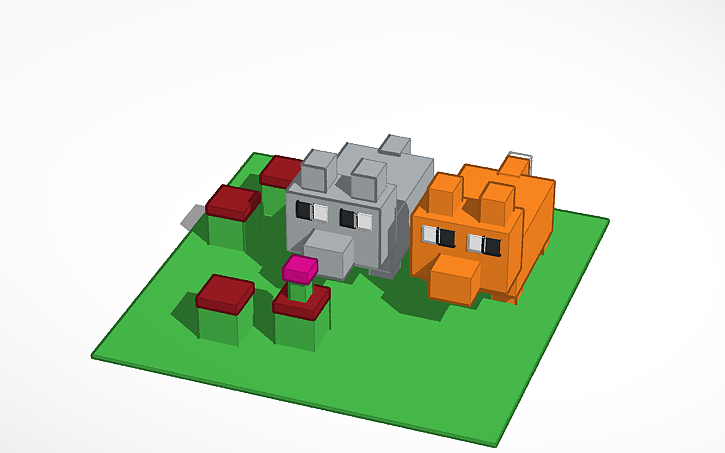 3D design Minecraft Wolf and Fox | Tinkercad