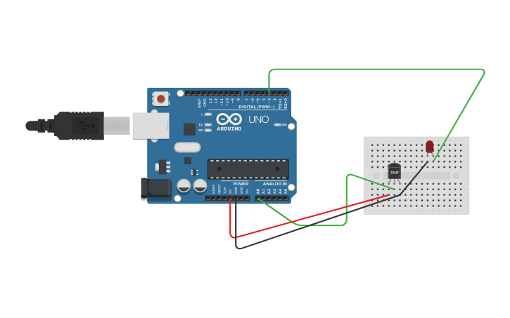 Circuit design TEMPERATURE SENSOR - Tinkercad