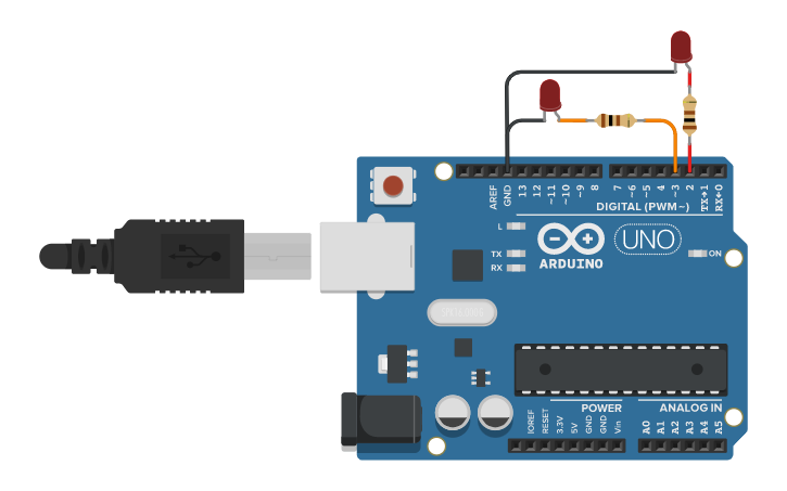 Circuit design AnalogWrite - Tinkercad