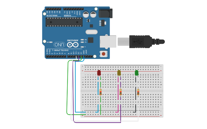 Circuit Design Traffic Light Tinkercad