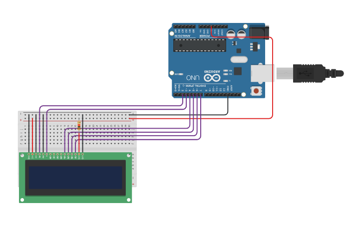 Circuit design Poniendo un mensaje en LCD con Arduino | Tinkercad