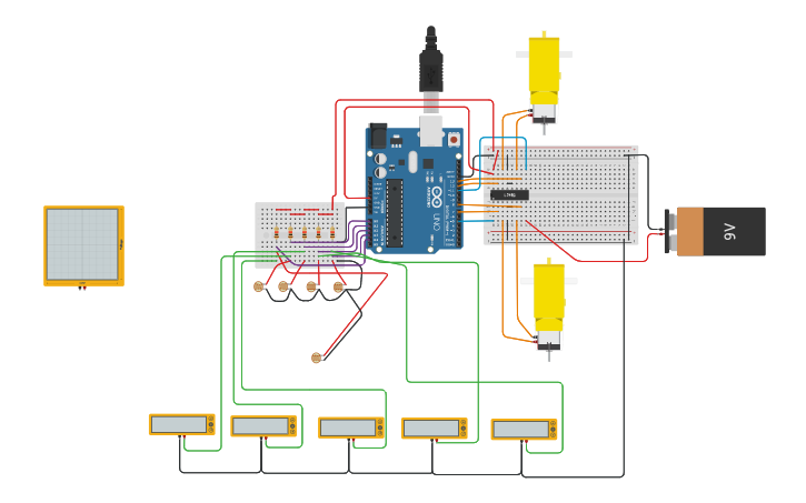 Circuit Design Line Follower Robot Tinkercad