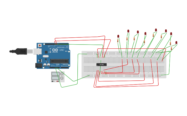 Circuit design Shift_register | Tinkercad