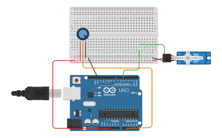 Circuit design Servomotor con potenciometro - Tinkercad