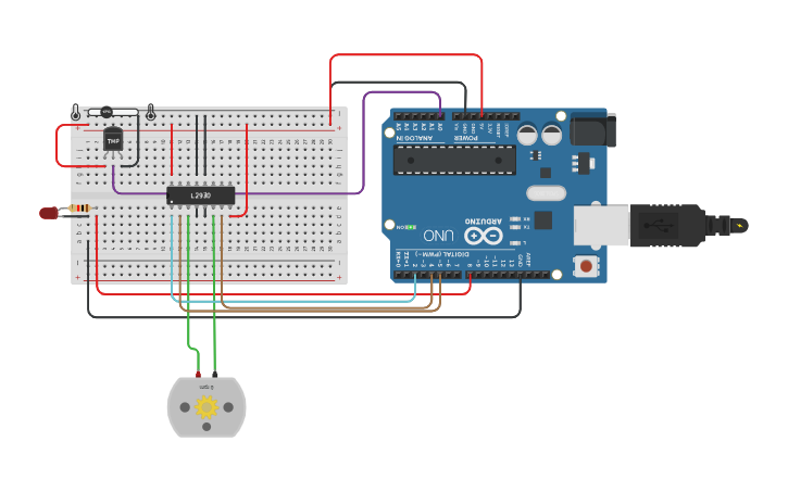 Circuit design Automatic Fire Extinguisher - Tinkercad