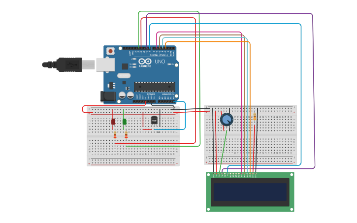 Circuit design Sensore temperatura | Tinkercad