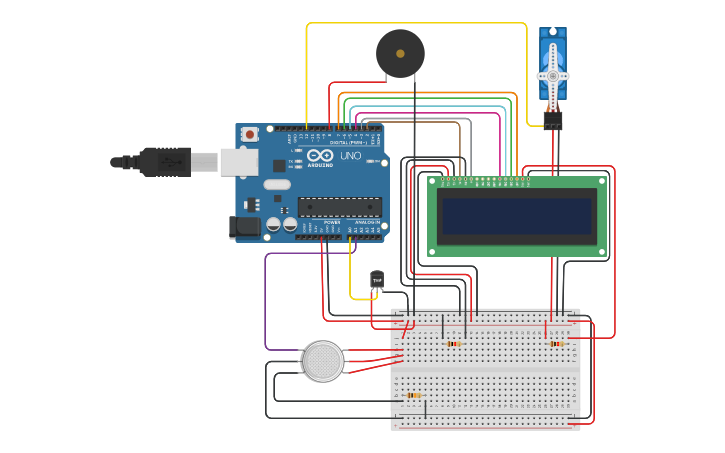 Circuit design Circuito sensor gas - Tinkercad Circuit design Circuito sensor gas - Tinkercad