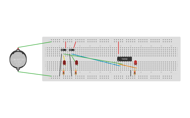 Circuit design simulador Porta NOR | Tinkercad