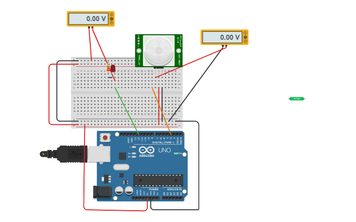 Circuit design Sensor PIR | Tinkercad