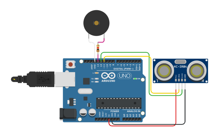 Circuit design Water detection system - Tinkercad