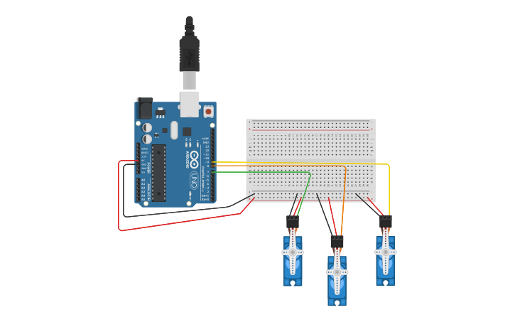 Circuit design Mi primera programación SERVOS | Tinkercad