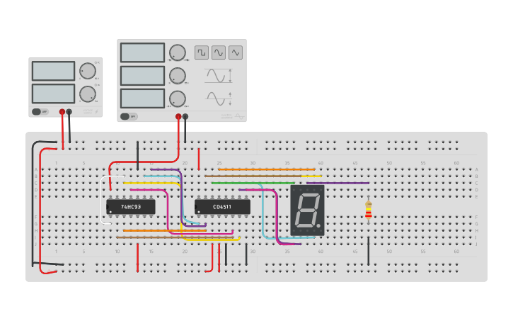Circuit design contador 0 a 9 | Tinkercad