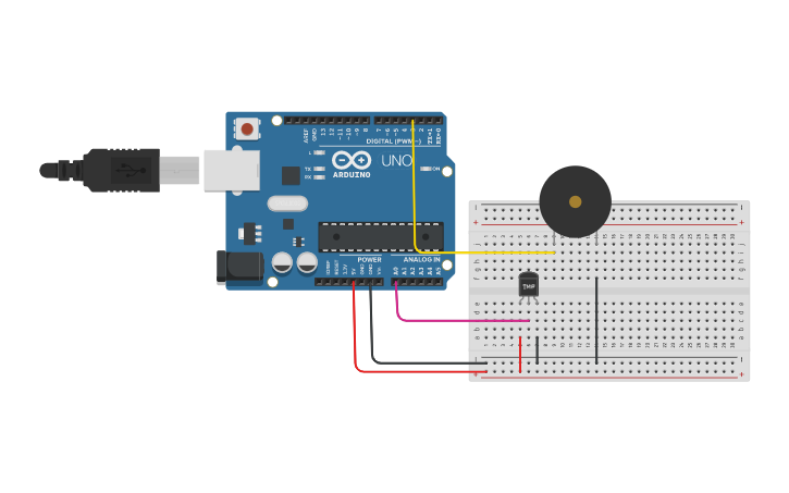 Circuit design sensor suhu - Tinkercad