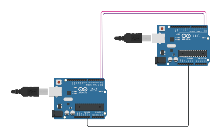 Circuit Design Serial Communication Between Two Arduino Tinkercad