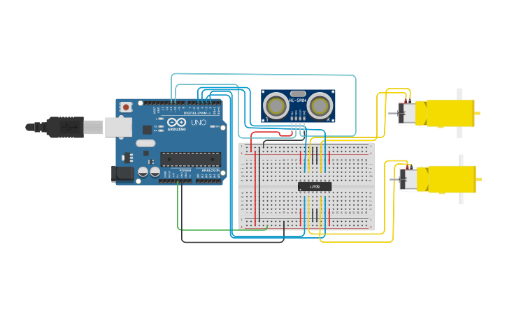 Circuit design final project_obstacle avoidance | Tinkercad