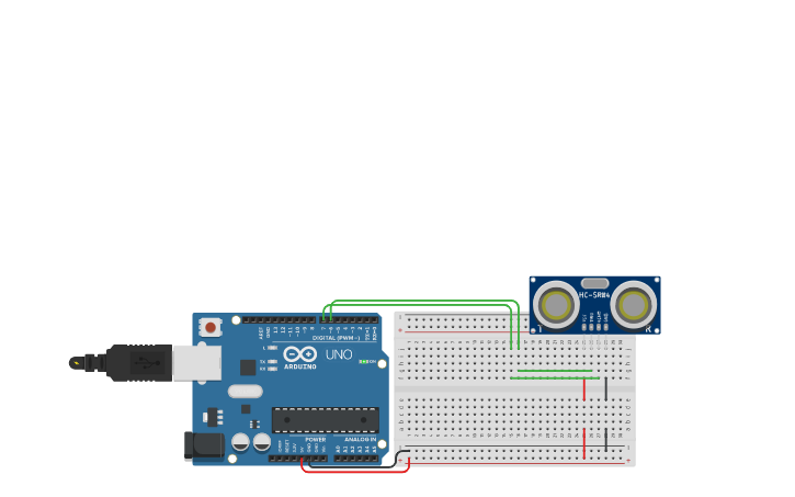 Circuit design SENSOR DE DISTANCIA ULTRASONIDO [ARDUINO] - Tinkercad