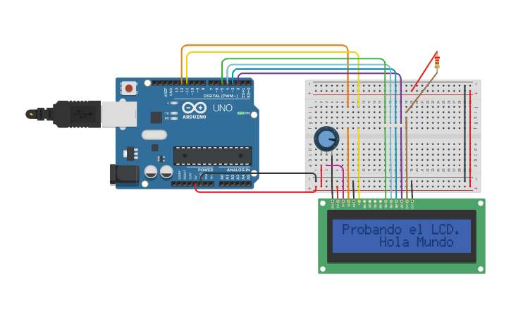 Circuit design Display LCD 16x2 basico - Tinkercad