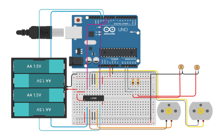 Circuit design ROBOT SEGUIDOR DE LINEA CON ARDUINO - Tinkercad