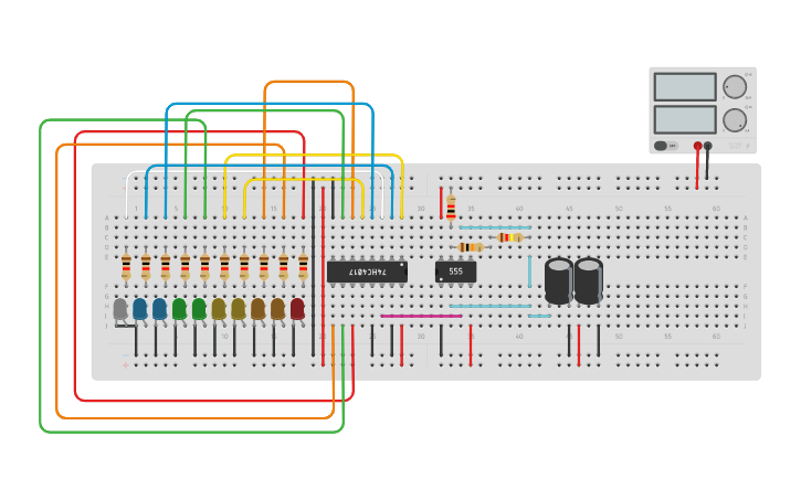 Circuit Design Praktikum Running Led Ic Decoder 4017 Dengan Ic Clock