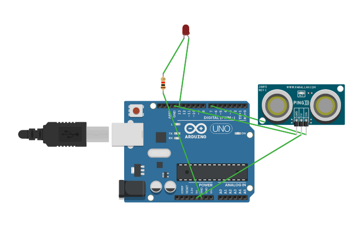 Circuit design Ultrasonic Distance Sensor | Tinkercad