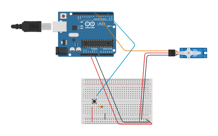 Circuit design Copy of SERVO PUSH BUTTON2 - Tinkercad