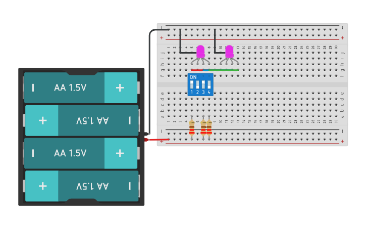 Circuit design Encendido de 2 Leds RGB - Tinkercad