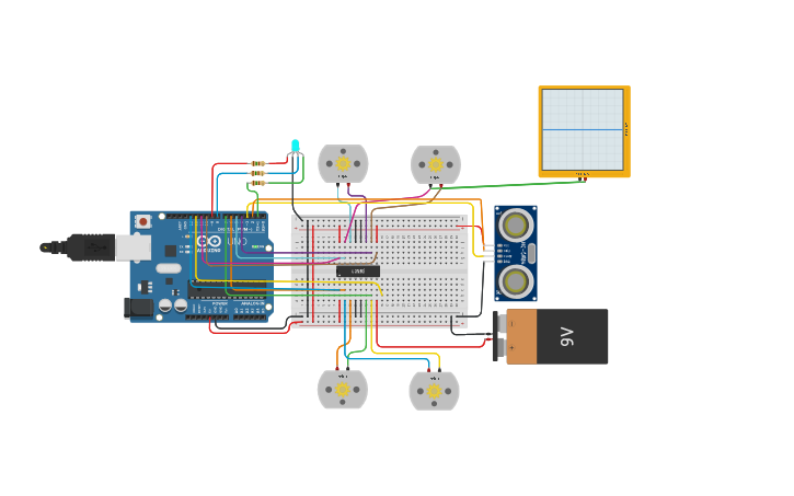 Circuit design rover circuito - Tinkercad