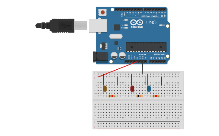Circuit design hello world da eletrônica - Tinkercad