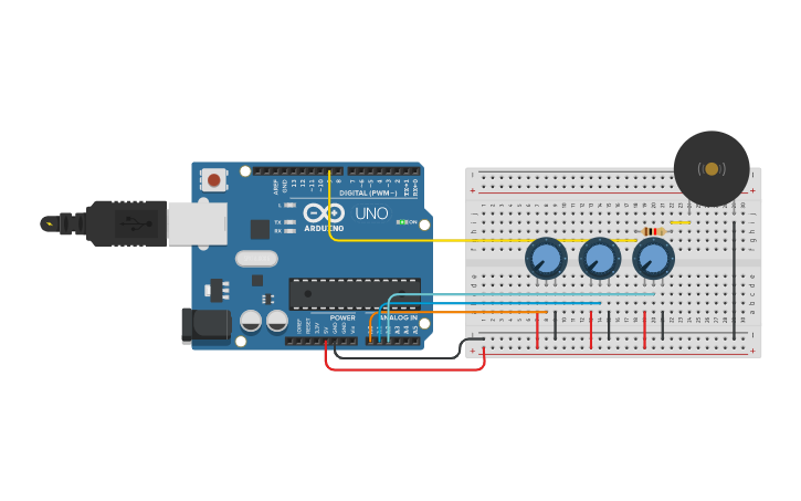 Circuit design EXPERIMENT 6.C. MUSICAL KEYBOARD | Tinkercad